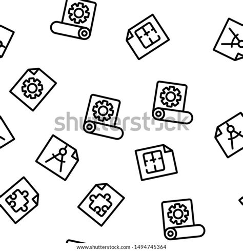 Technical Documentation Vector Seamless Pattern Thin Stock Vector
