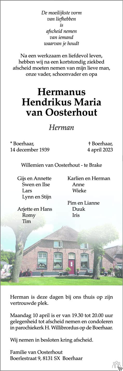 Hermanus Hendrikus Maria Herman Van Oosterhout 04 04 2023