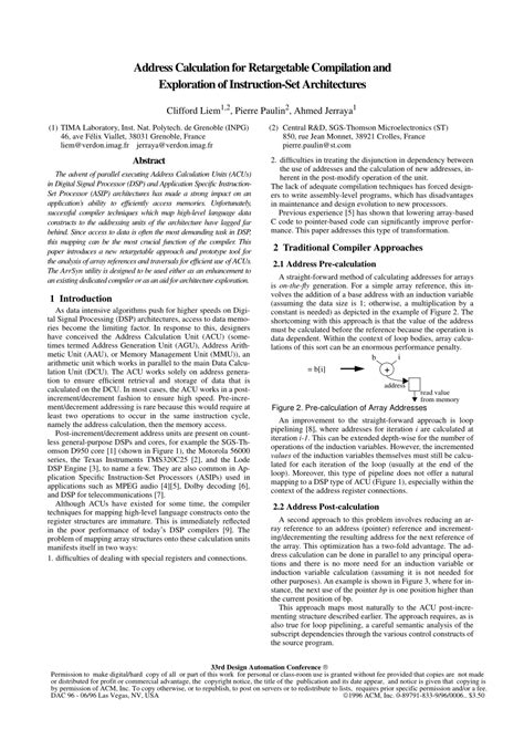 pdf address calculation for retargetable compilation and exploration