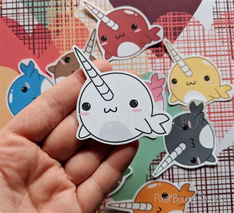 Chibi Narwhal Stickers And Magnets Etsy