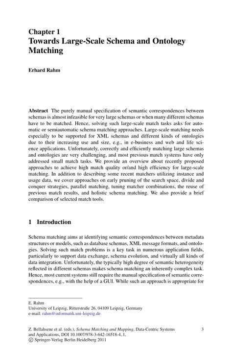 Pdf Towards Large Scale Schema And Ontology Matching
