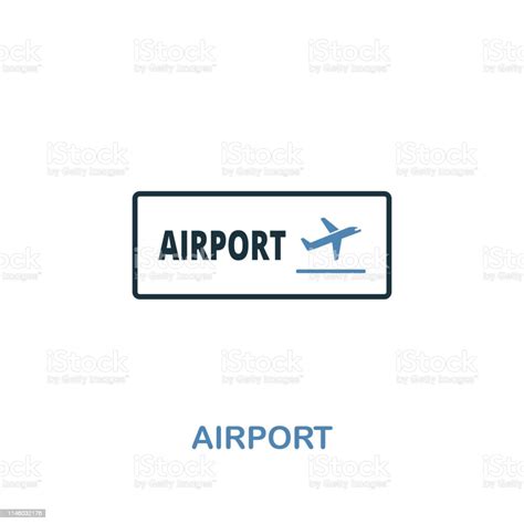 두 가지 색상의 공항 아이콘입니다 도시 요소 아이콘 컬렉션에서 창조적 인 디자인 웹 및 모바일 디자인에 대 한 컬러 공항 아이콘 개념에 대한 스톡 벡터 아트 및 기타 이미지