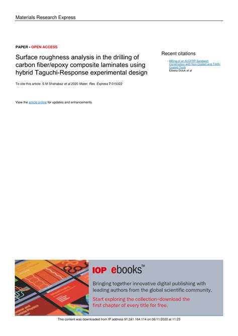pdf surface roughness analysis in the drilling of carbon fiber epoxy