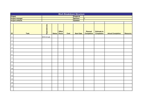 Free Printable Work Breakdown Structure Templates Word Excel