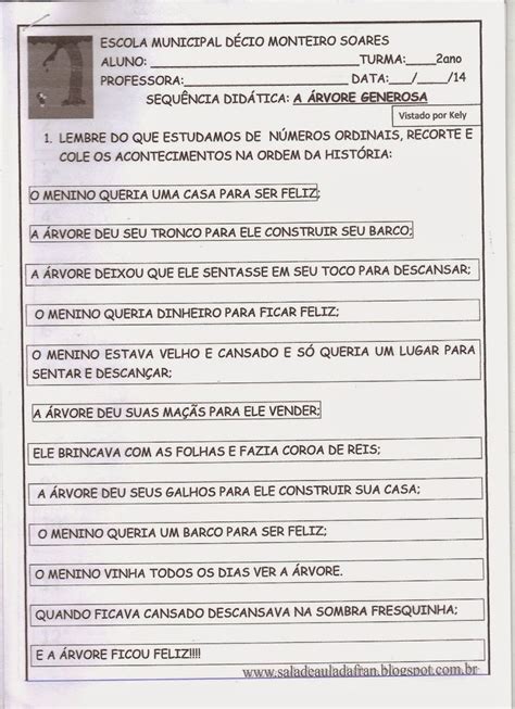 Sala De Aula Da Fran SequÊncia DidÁtica A Árvore Generosa Arvore
