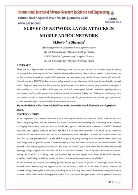Pdf Survey Of Network Layer Attacks In Mobile Ad Hoc Network Bobby M