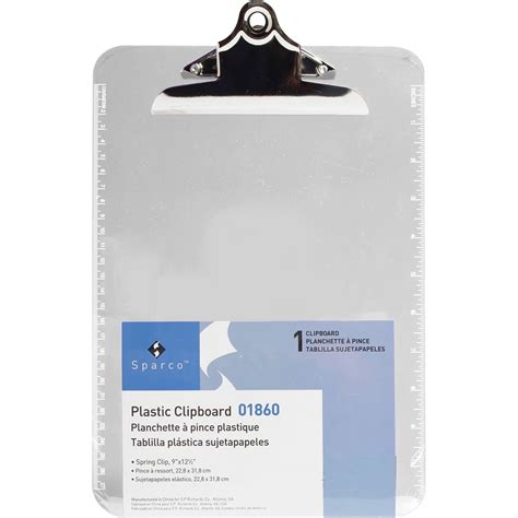 Business Source Bsn01860 Spring Clip Plastic Clipboard 1 Each Clear