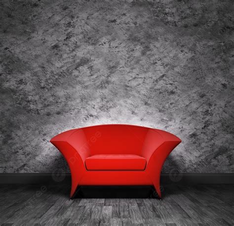 Background Kursi Berlengan Merah Modern Di Atas Dinding Semen Hitam Dan Gambar Untuk Download