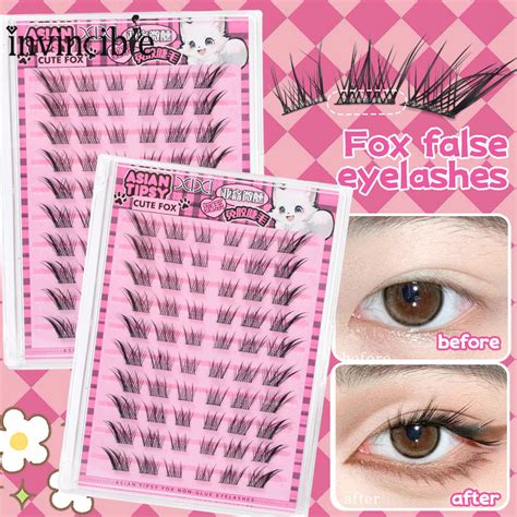 Self Adhesive Glue Free Reusable False Eyelashes Diy Fox Eyes Effect Winged Thick Segmented