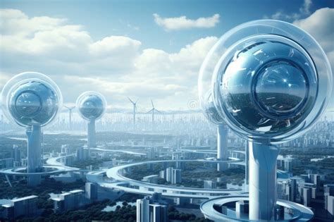 Futuristic Environmentally Friendly Power Plant Of The Future Stock Illustration Illustration