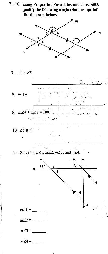 solved 7 10 using properties postulates and theorems