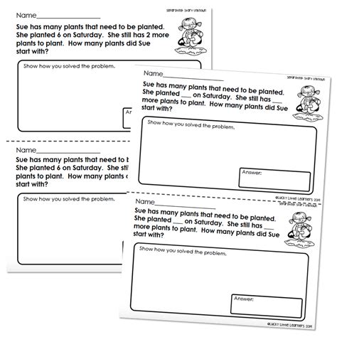 Numberless Word Problems Separating Start Unknown 2 Lucky Little