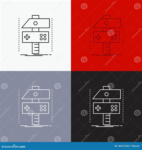 Build Craft Develop Developer Game Icon Over Various Background Line Style Design Designed