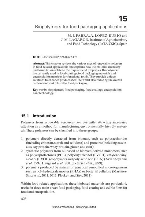 Pdf Smart Polymers And Their Applications Biopolymers For Food