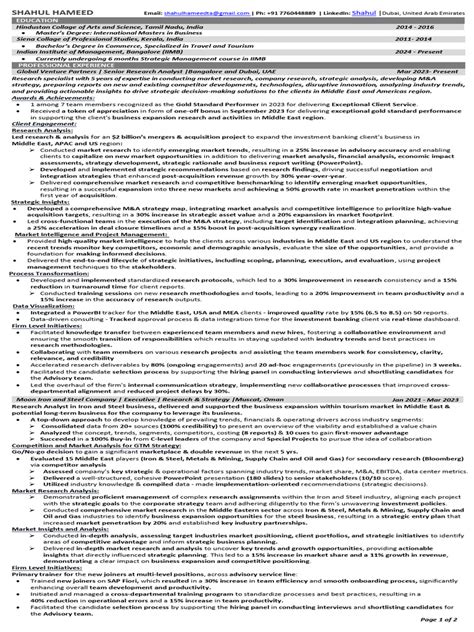 Cv Senior Research Expertise Pdf Mergers And Acquisitions Financial Analyst