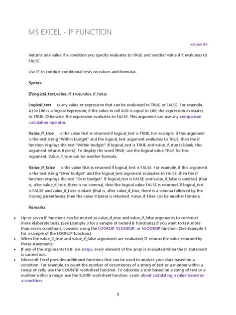 MS Excel-If | PDF | Microsoft Excel | Parameter (Computer Programming)
