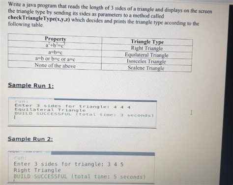 Solved Write A Java Program That Reads The Length Of 3 Sides