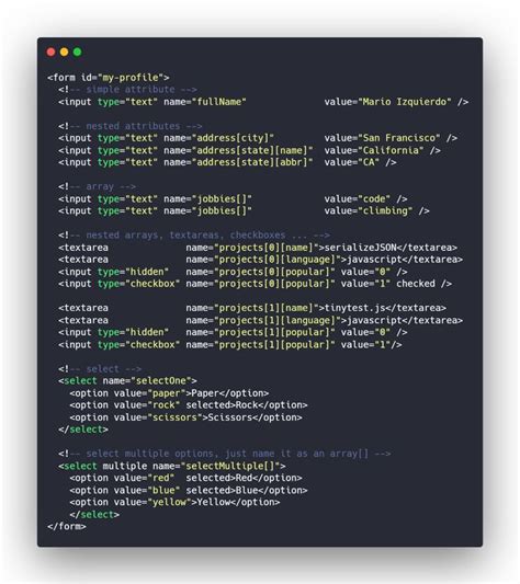 serialize html form to json tutorial
