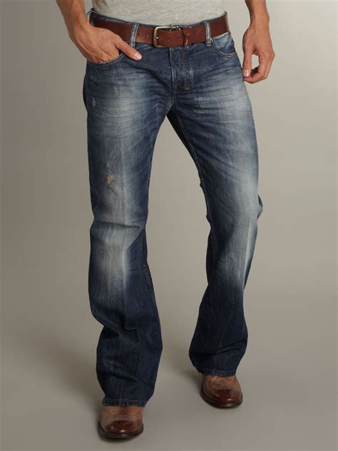 Diesel Zathan 8b9 Blue Wash Bootcut Jeans For Men Lyst