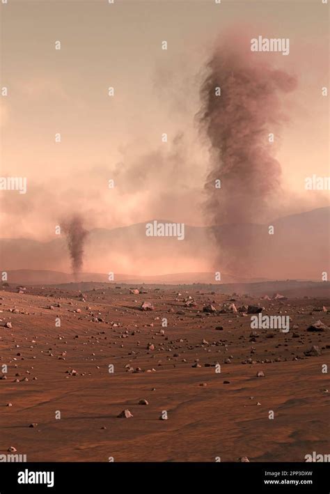 Dust Devils On The Planet Mars Stock Photo Alamy