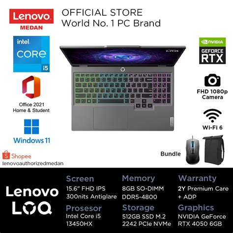 Jual Lenovo LOQ 15IRX9 0QID AAID Ci5 13450HX 8GB 12GB 512GB RTX4050 6GB W11HSL OHS2021 4ZoneRGB