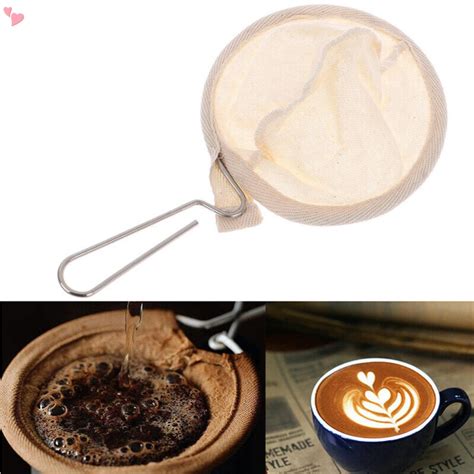 Flannel Cloth Coffee Filter Strainers With Steel Handle Reusable