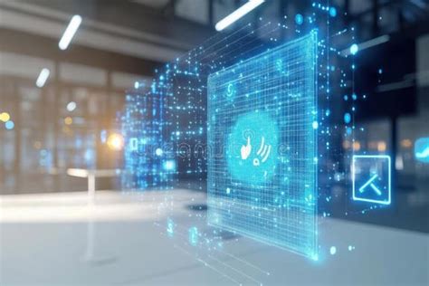 Digital Interface Shows Touch Technology In Modern Office With