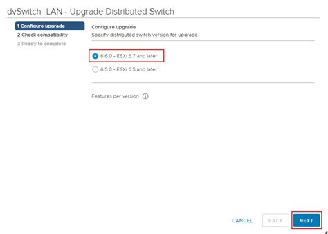 VMware VCenter Distributed Switch Upgrade