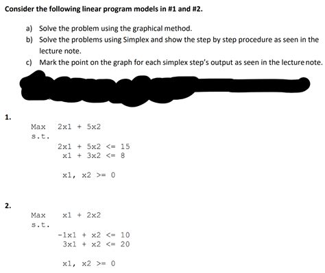 Solved Consider The Following Linear Program Models In Chegg