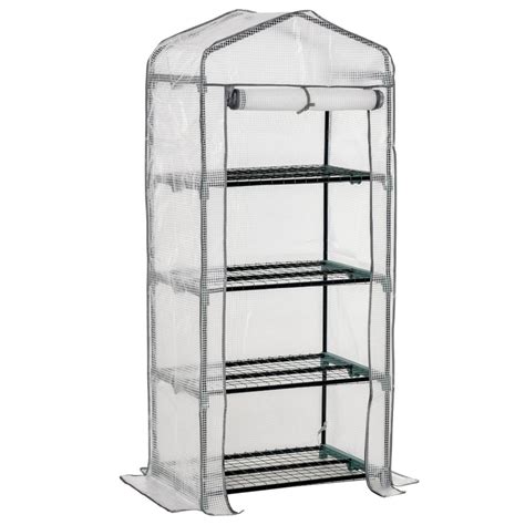 Outsunny Mini Portable Greenhouse With 4 Tiers And Pe Cover Yavolo