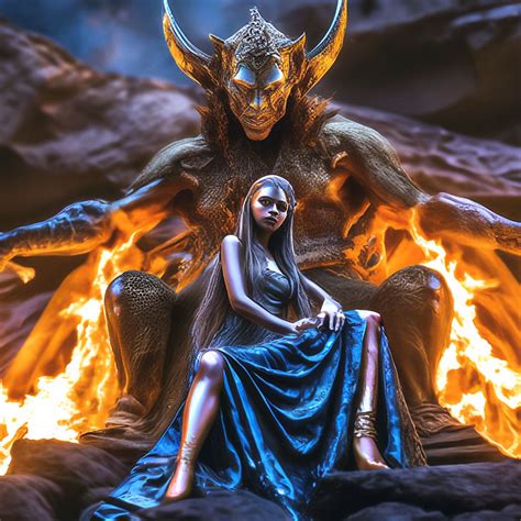 A Couple A Demon On The Throne And A Girl On The Steps Of The Throne