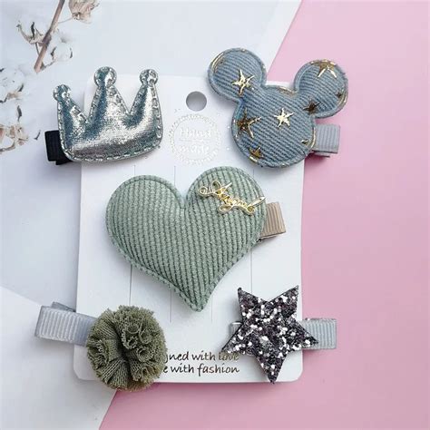 Новые 5 шт упаковка шт компл детские заколки медведь любовь нарисованной длинноволосой