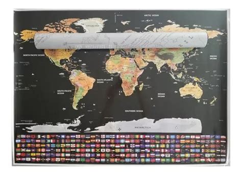 Poster Bandeiras Mapa Do Mundo Raspadinha Mapa De Raspar à venda em