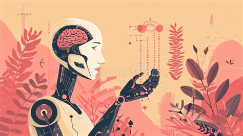 Artificial Intelligence Concept Illustration Of A Robot With A Human