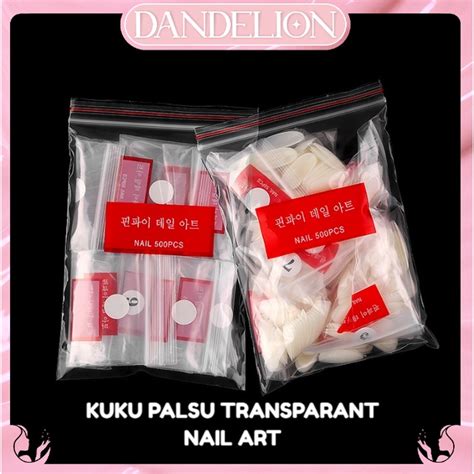 Jual Dnd 500pcs Kuku Palsu Transparant Polos Round Stiletto Coffin