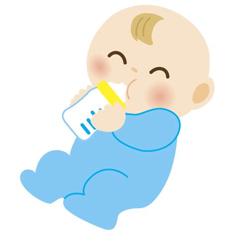 ミルクを飲む赤ちゃんのかわいいイラスト画像素材（無料 フリー）