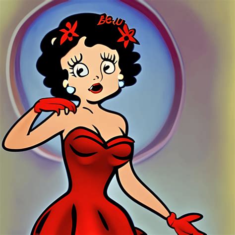 Beautify Betty Boop Cartoon With Red Dress · Creative Fabrica