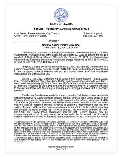 Reno Council Member Devon Reeses Ethics Violations Pdf