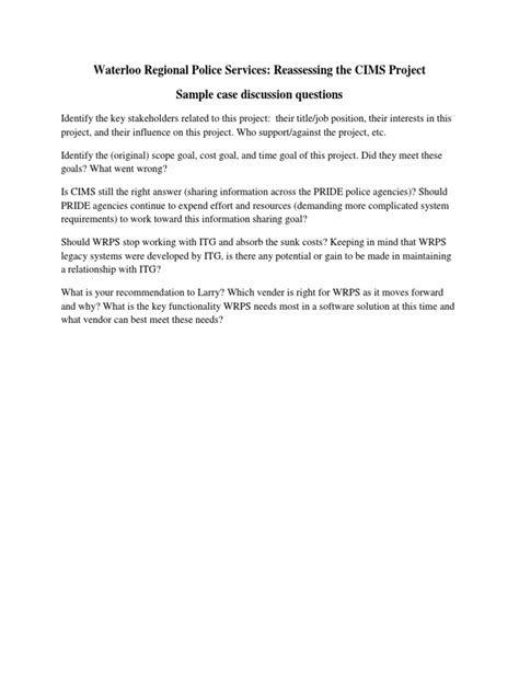 Sample Case Discussion Questions Pdf