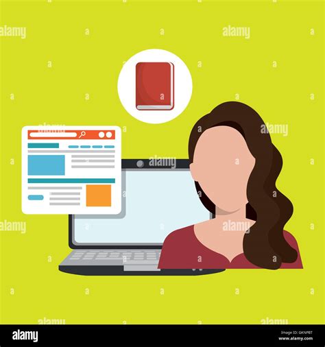 Woman Laptop Book Document Stock Vector Image And Art Alamy