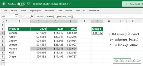 Sum Multiple Rows Or Columns With Xlookup Excel Bootcamp