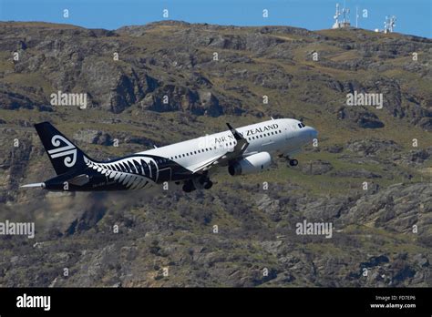 Air New Zealand Airbus A320 Plane Taking Off From Queenstown Airport