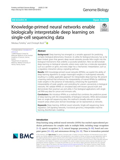 Pdf Knowledge Primed Neural Networks Enable Biologically Interpretable Deep Learning On Single