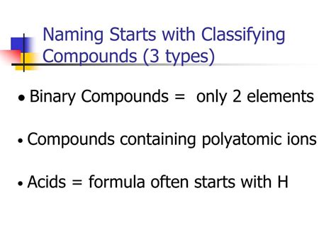 Ppt Naming Starts With Classifying Compounds 3 Types Powerpoint