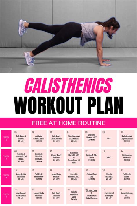 Free 4 Week Calisthenics Workout Plan For Women Simple Mom Fitness