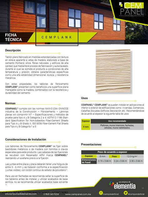 Ficha Tecnica Panel Cemplank Descargar Gratis Pdf Cemento Madera