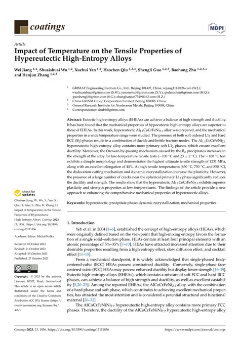 Pdf Impact Of Temperature On The Tensile Properties Of Hypereutectic