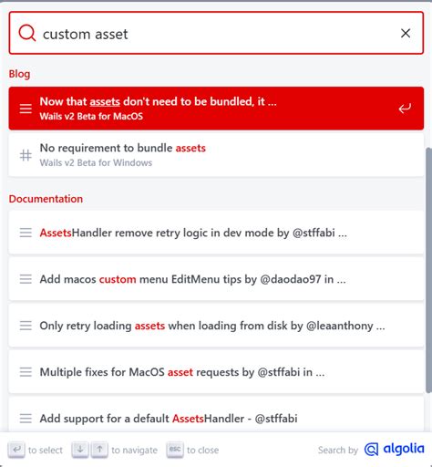 Use Algolia Search Issue 1338 Wailsapp Wails GitHub