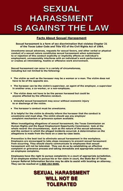 Sexual Harassment Labor Law Posters