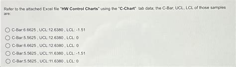 solved refer to the attached excel file hw control charts